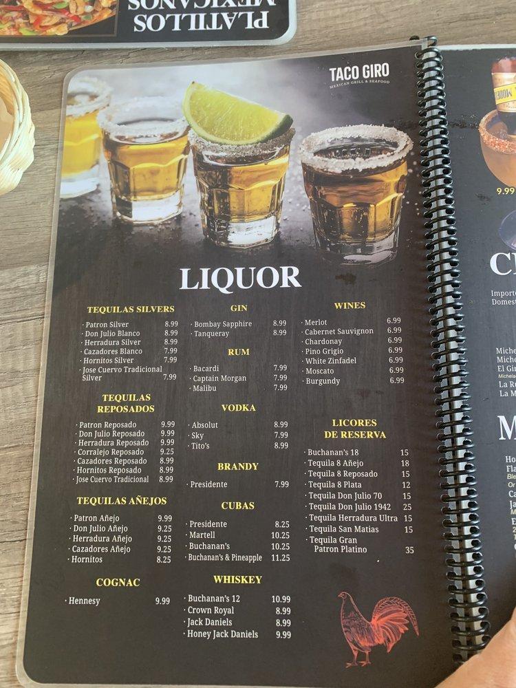 Menu at Taco Giro Restaurant Mexican & Seafood, Vail, E Colossal Cave Rd