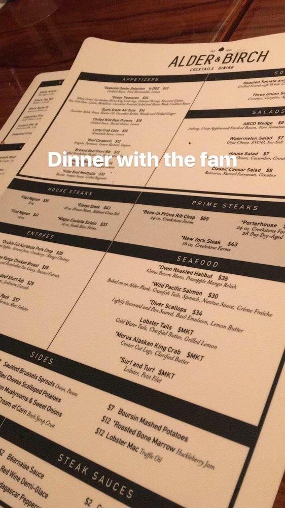Menu at Alder & Birch pub & bar, Las Vegas
