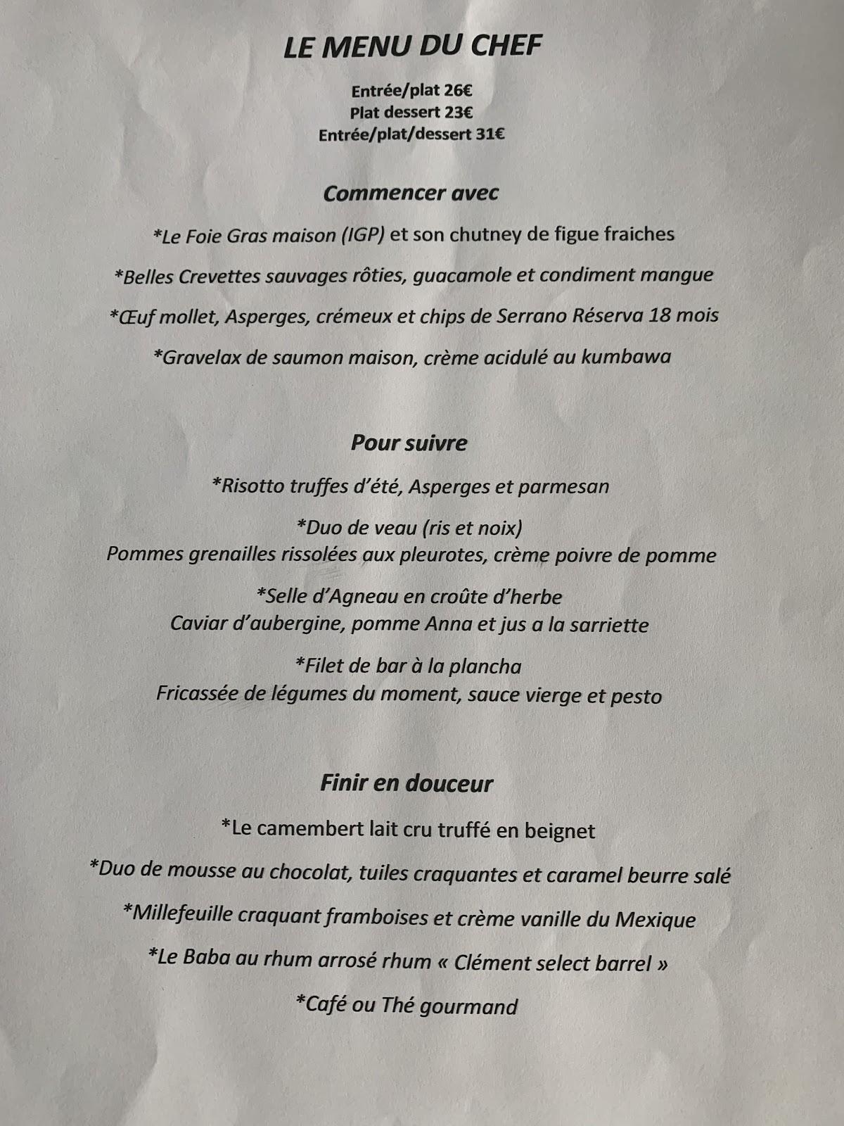 Menu at Le Central restaurant, Saint-Lô