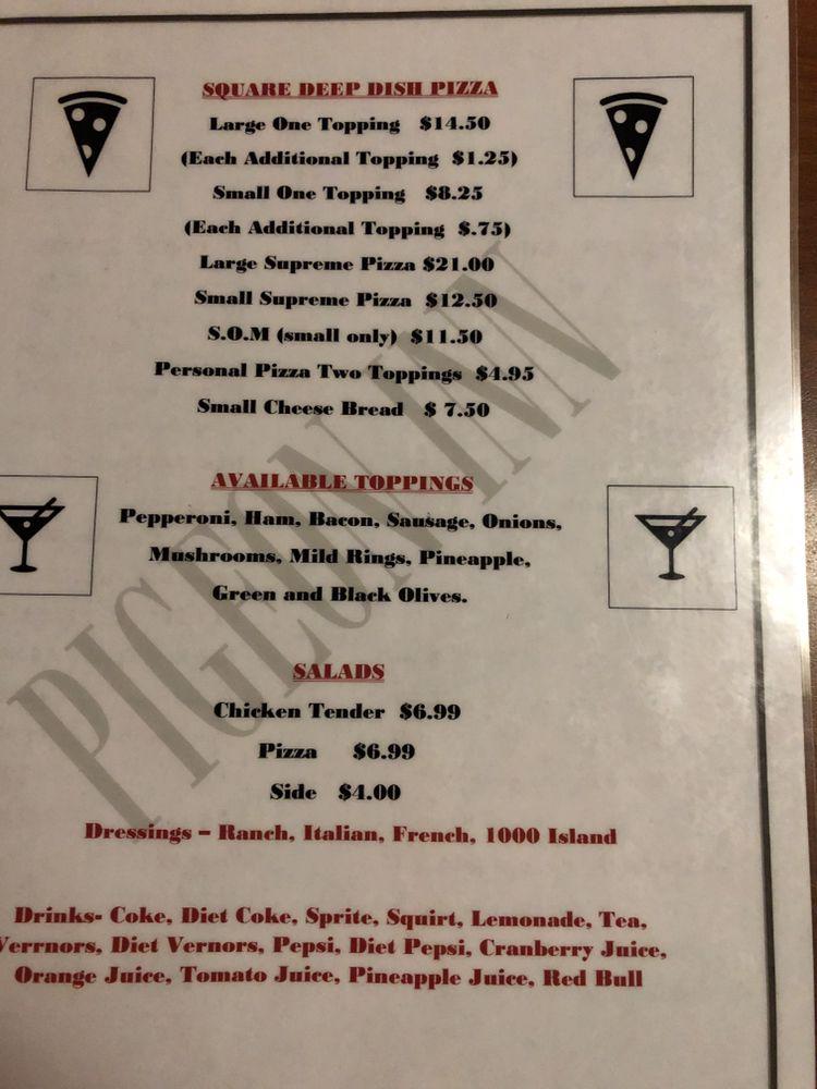 Menu at Pigeon Inn pub & bar, Pigeon