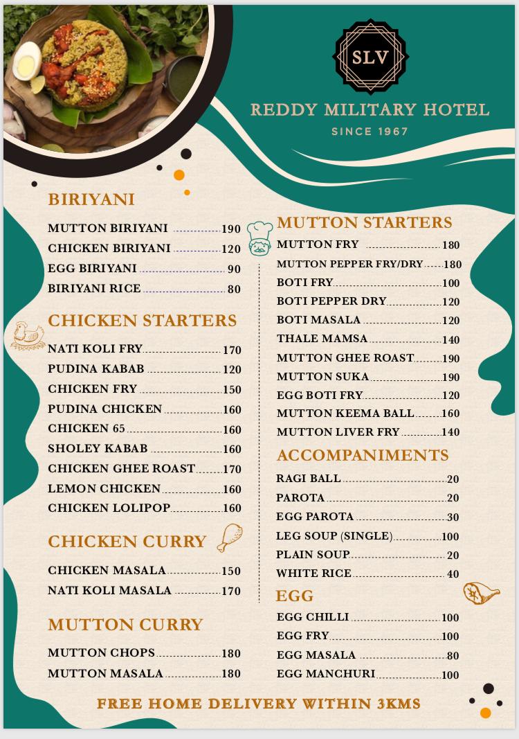 Menu at SLV Reddy Military Hotel (Naati Style), Bengaluru