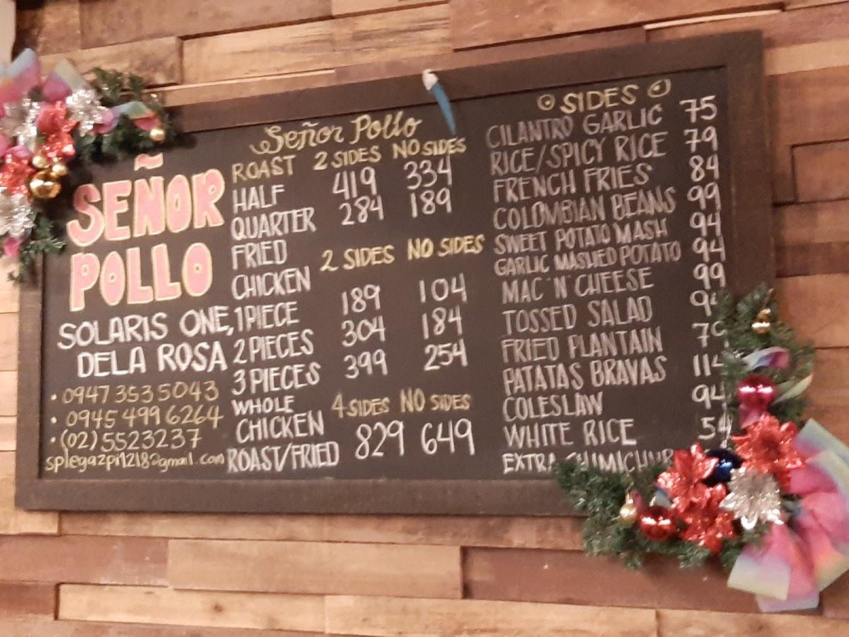 Carta del restaurante Señor Pollo, Makati, 130 Dela Rosa Street