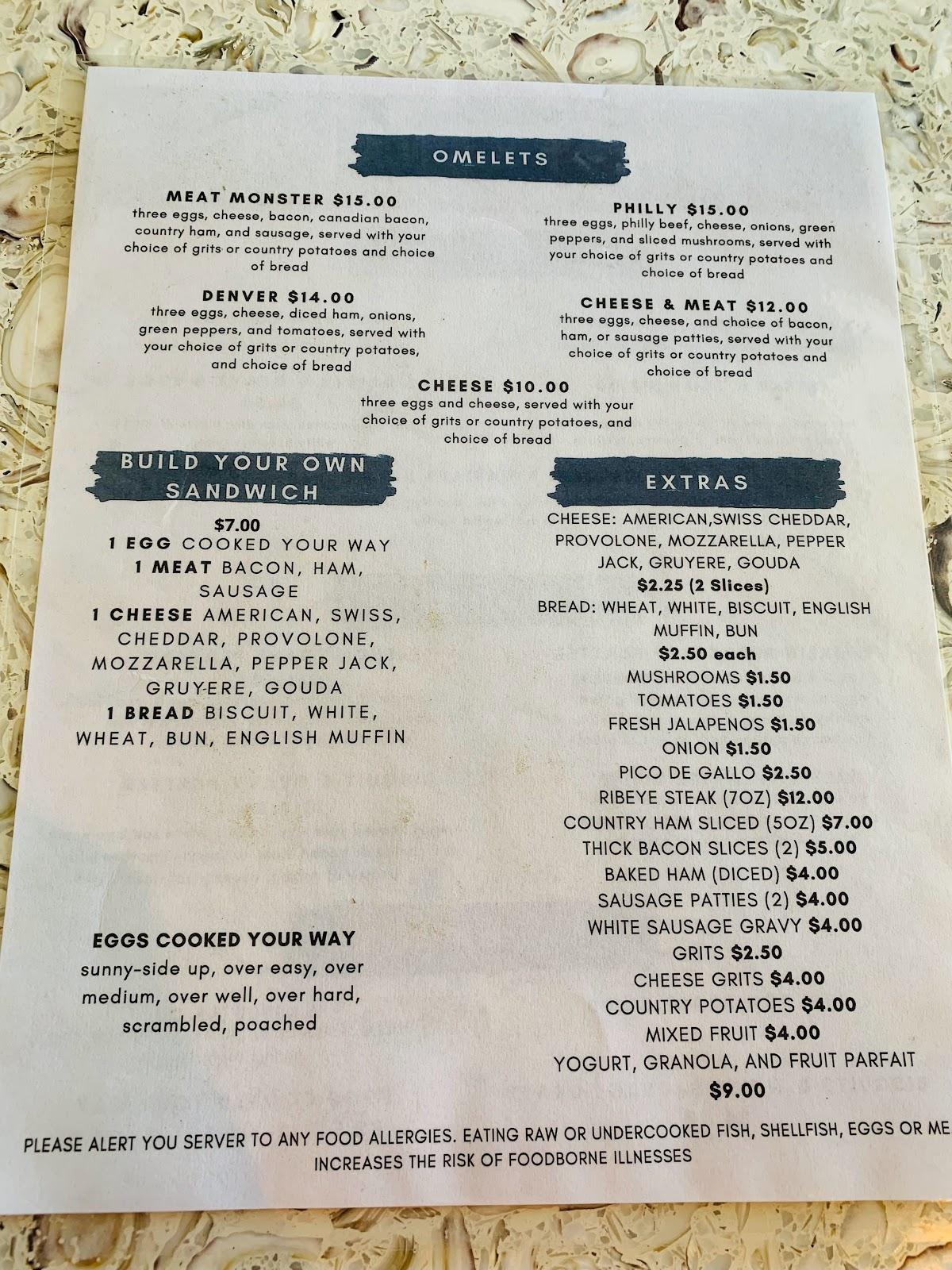 Carta de The Franklin Café, Apalachicola