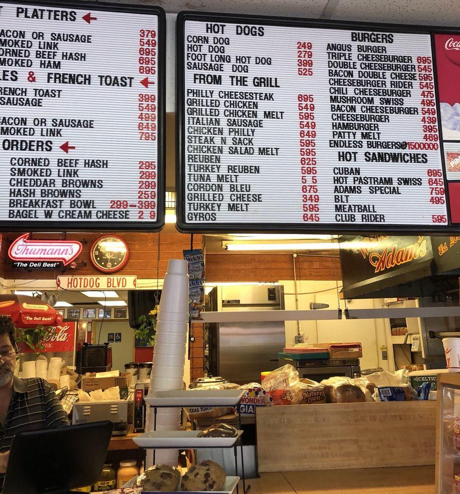 Menu at Adam's Sandwich Shoppe restaurant, Jacksonville