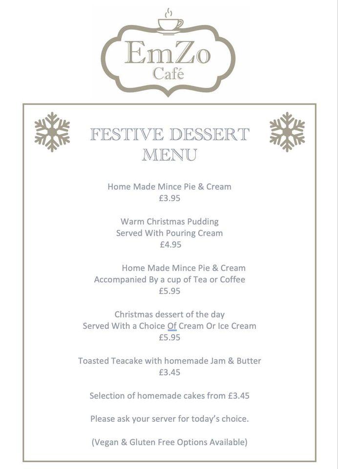 Menu at EmZo Gift Home And Café restaurant, Bacton