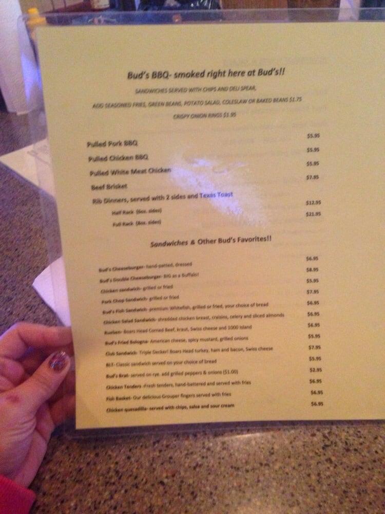 Menu at Bud's Tavern pub & bar, Louisville, Dixie Hwy