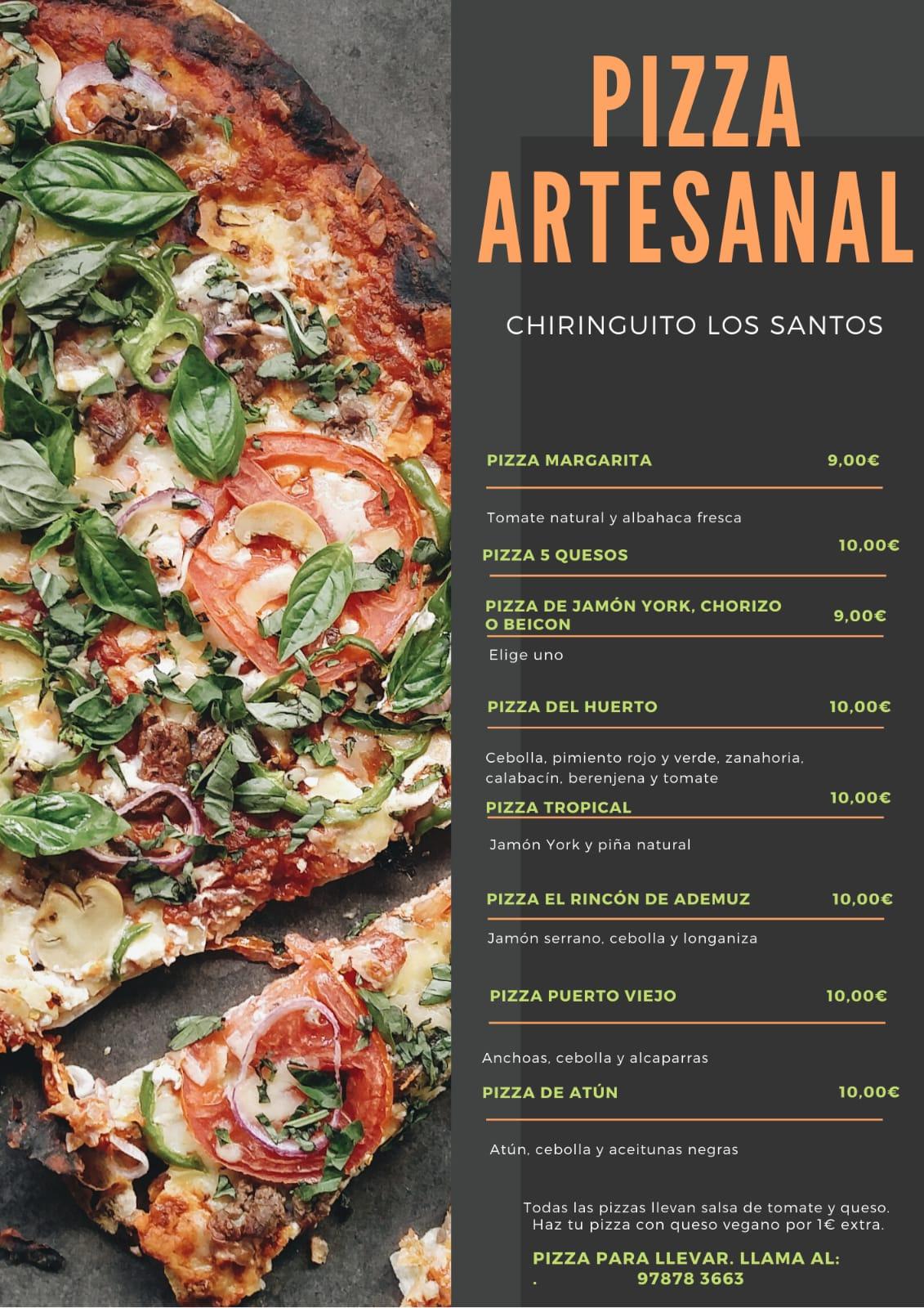 Menu at Chiringuito de Los Santos restaurant, Los Santos