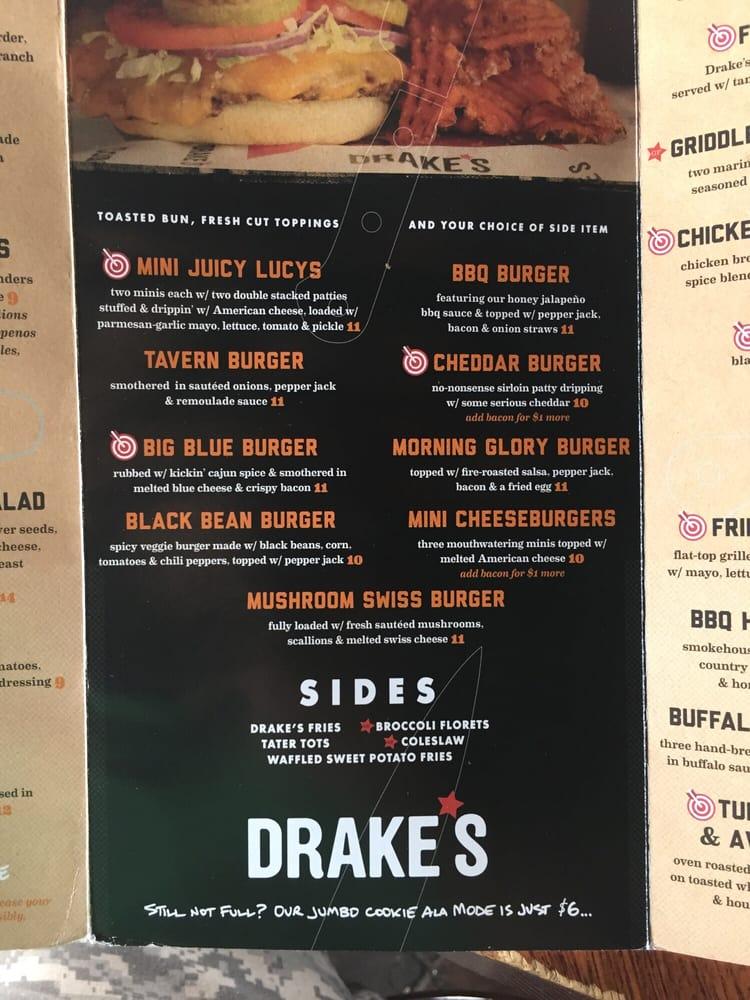 Menu at Drake's Lexington restaurant, Lexington, Tates Creek Rd