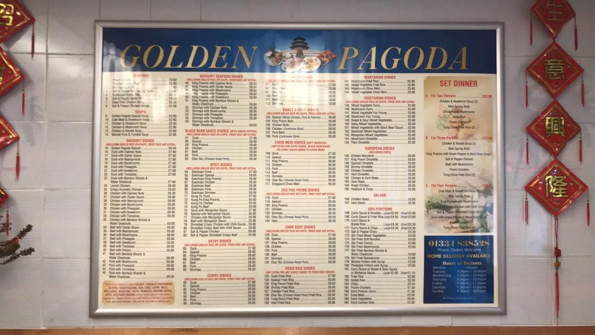 Carta de comida rápida Golden Pagoda, Leuchars