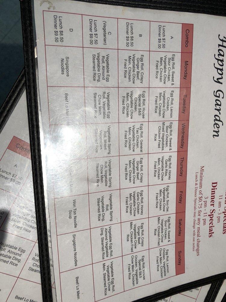 Menu at Happy Garden restaurant, Halifax