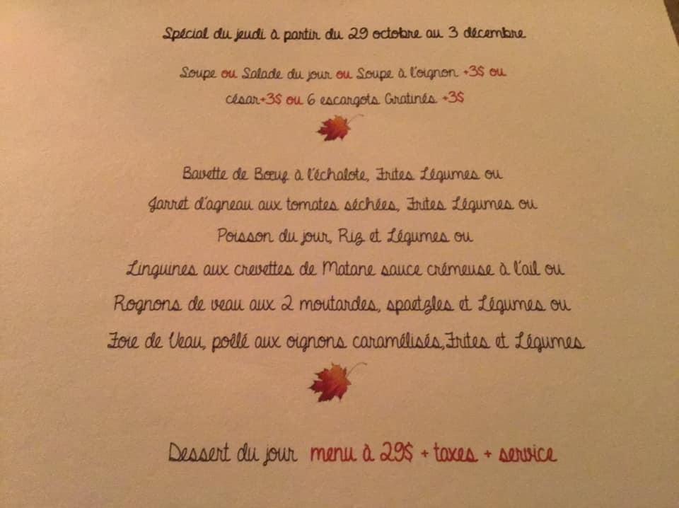Menu au Le Bouc Émissaire pub et bar, Saint-Donat-de-Montcalm, 515 Rue ...