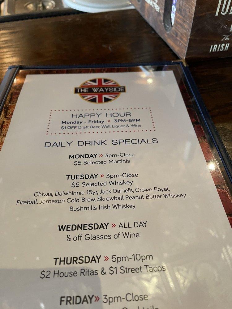 Menu at Wayside Pub, Lake Jackson, 106 This Way