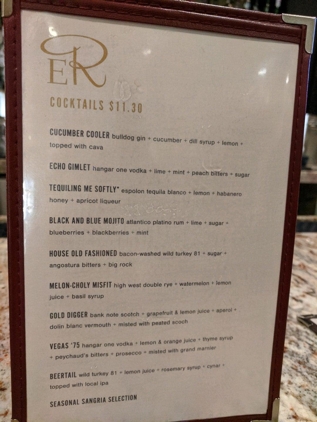 Menu at Echo & Rig Butcher and Steakhouse, Las Vegas