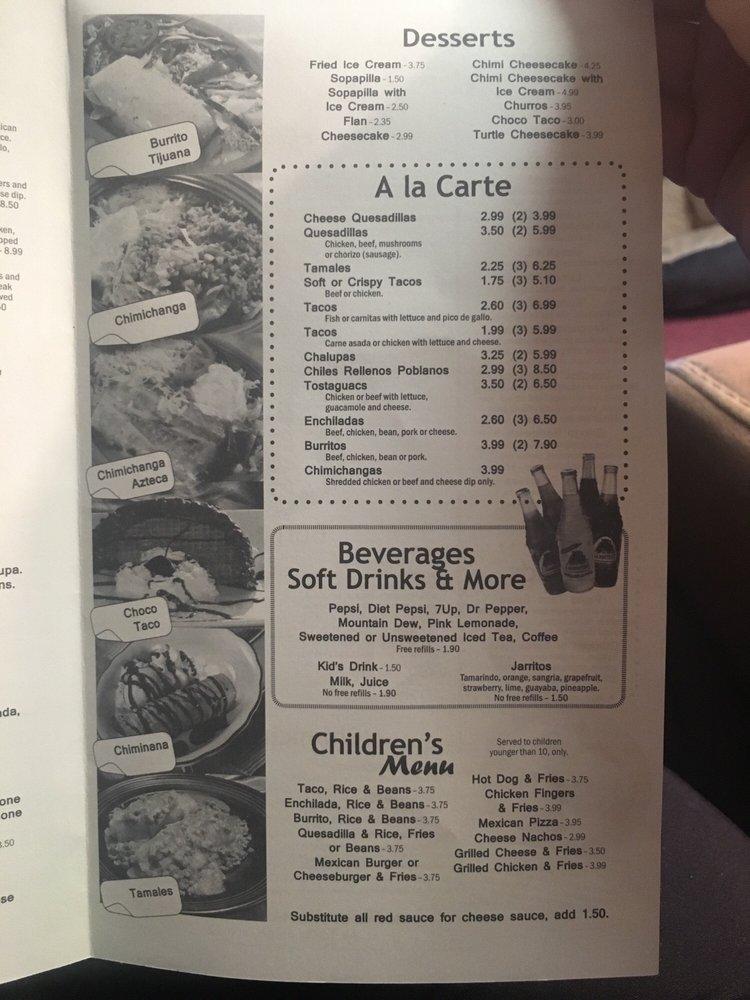 Menu at Mi Jalisco Mexican Restaurant, Corbin