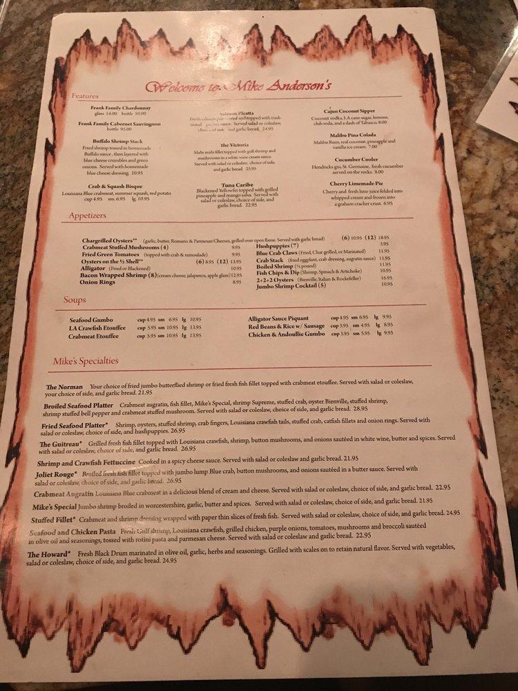 Menu at Mike Anderson's - Gonzales restaurant, Gonzales