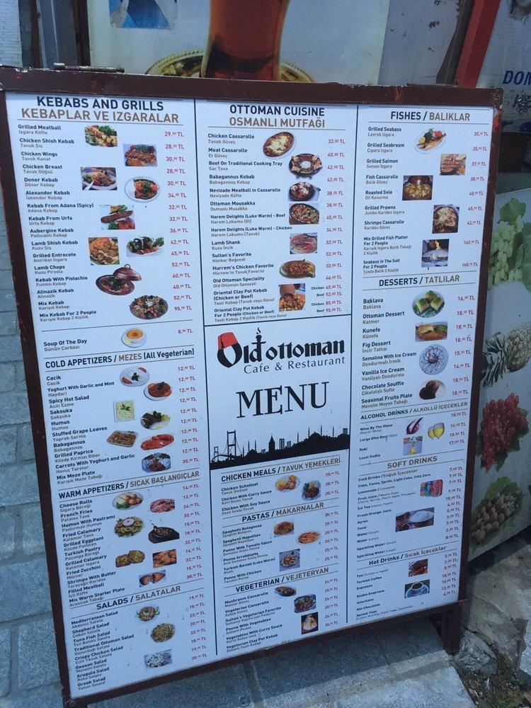 Menu at Old Ottoman Cafe & Restaurant, Istanbul, Cağaloğlu Hamamı Sk ...
