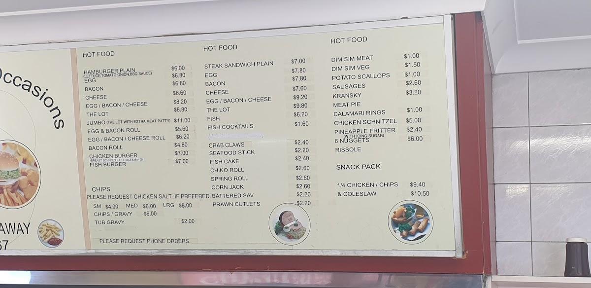 Menu at Orana Takeaway fast food, Kellyville