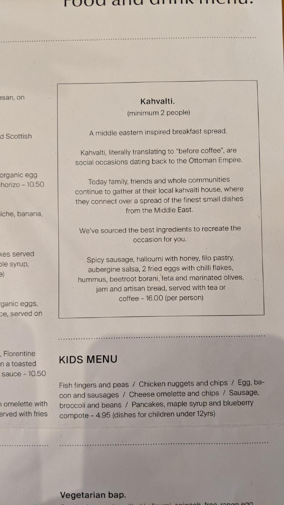 Menu at Beam cafe, London, 39-41 Topsfield Rd