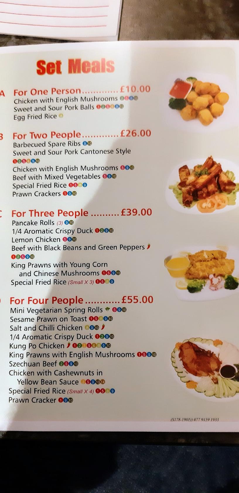Menu at Cheungs fast food, Yatton