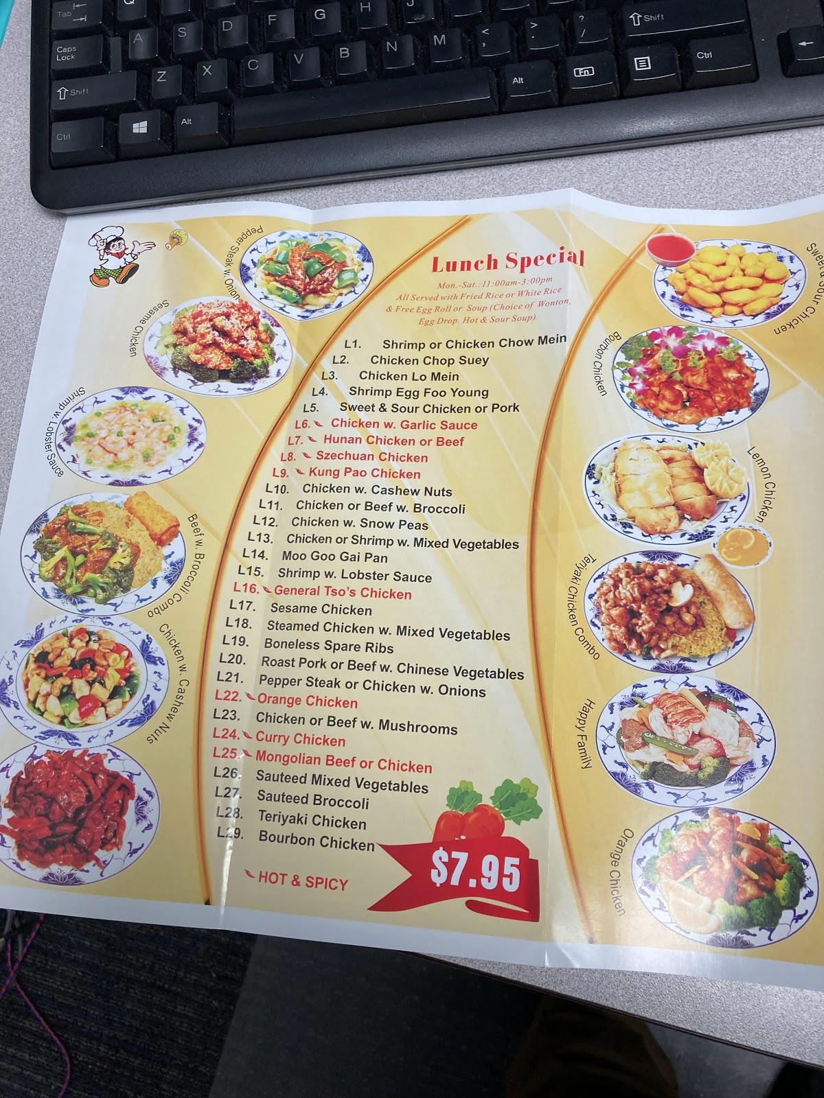 Menu at Happy Dragon restaurant, Pendleton