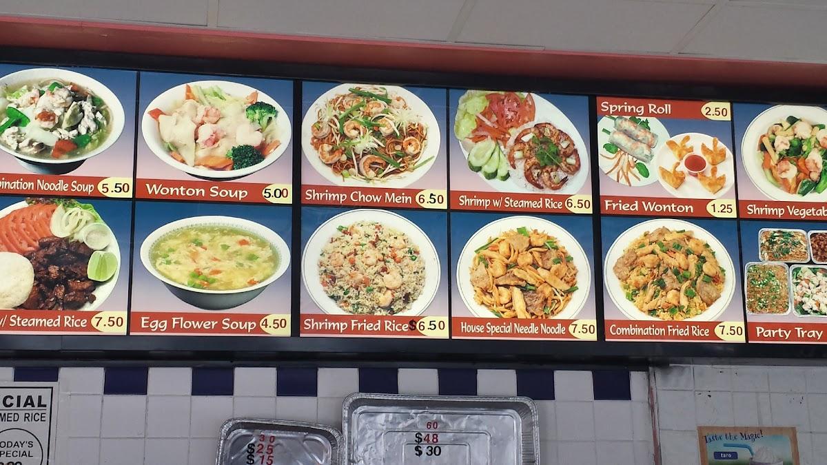Menu at Hong Kong Express fast food, Long Beach, Santa Fe Ave