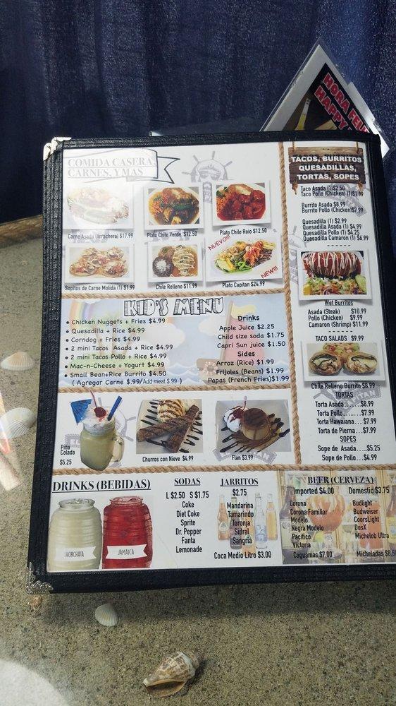 Menu at Mariscos El Capitan restaurant, Yuba City