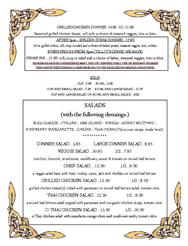 Menu at Hamilton House Pub & Restaurant, Victor