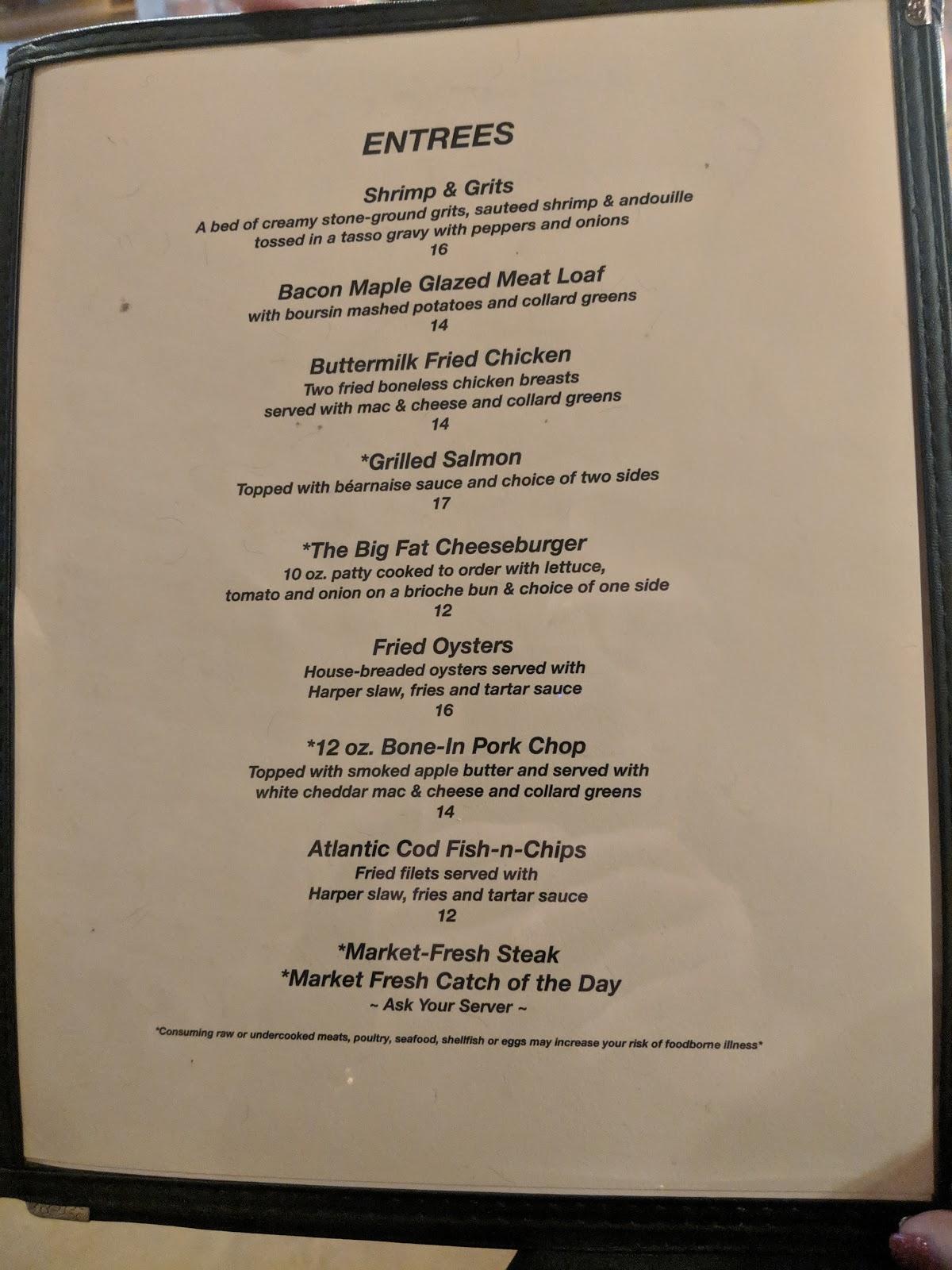 Menu at Harper Eatery & Pub, Tryon