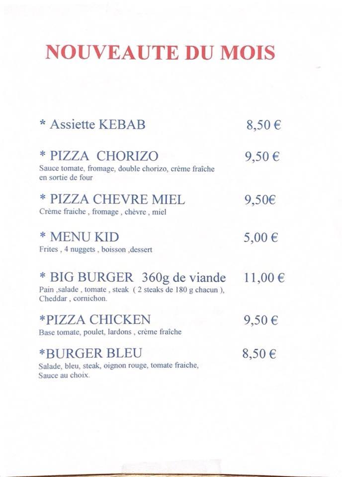 Menu at Food Factory restaurant, Guignicourt