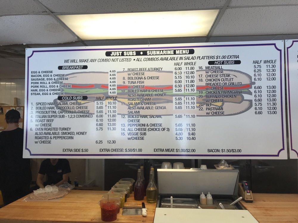 Menu at Just Subs Greenbrook fast food, Green Brook Township