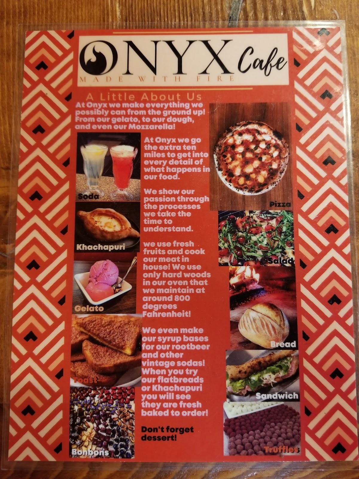 Menu at Onyx Cafe - Wood Fire Pizza & Gelato, St. George, 661 E St ...