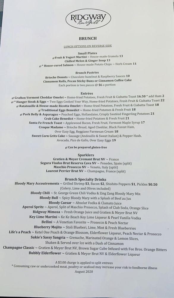 Menu at Ridgway Bar & Grill, Naples