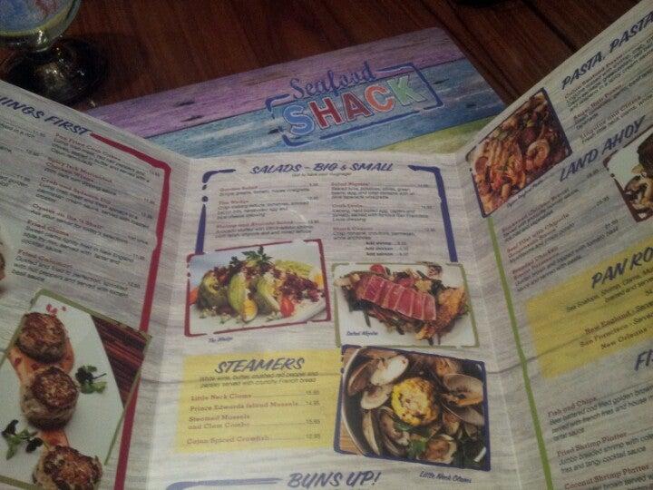 Menu at Seafood Shack restaurant, Las Vegas