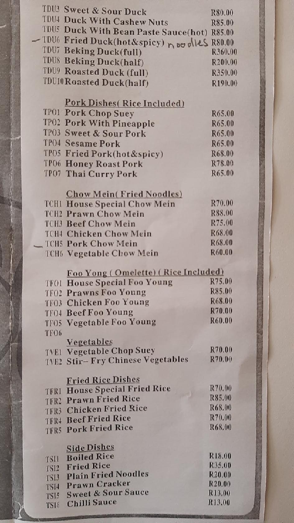 Menu at Shang Hai Restaurant and Sushi Bar, New Redruth