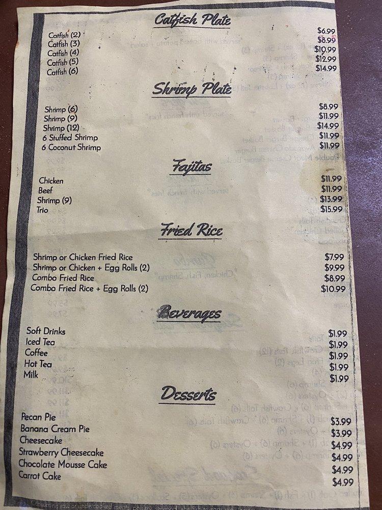 Menu at Texas Cajun Cafe, Big Spring