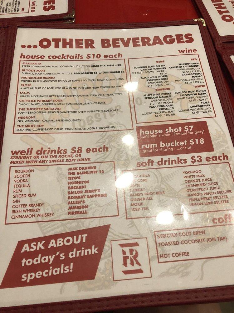 Menu at The Highroller Lobster Co. pub & bar, Portland