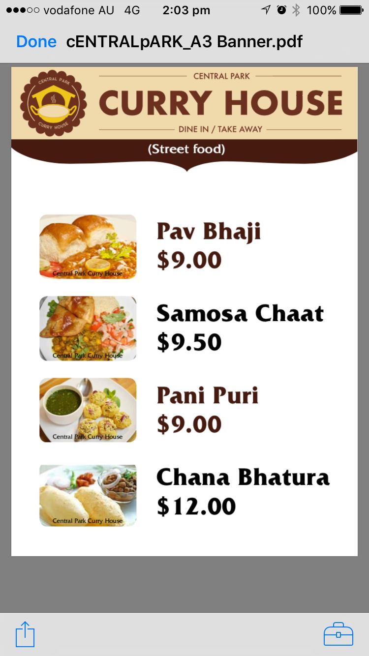 Menu at CP Curry House restaurant, Perth, 7/777 Hay St