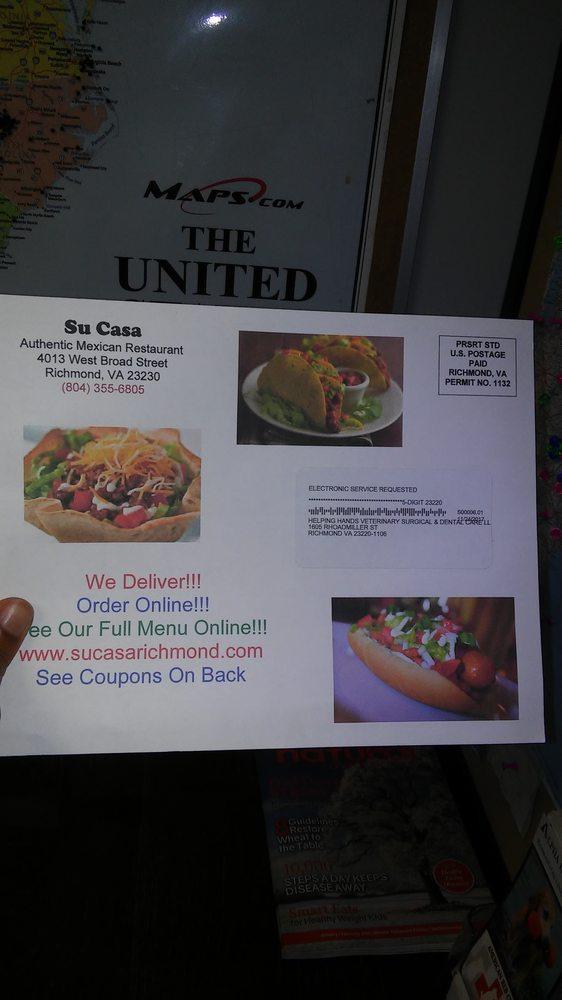 Menu at Su Casa Mexican Restaurant, Richmond