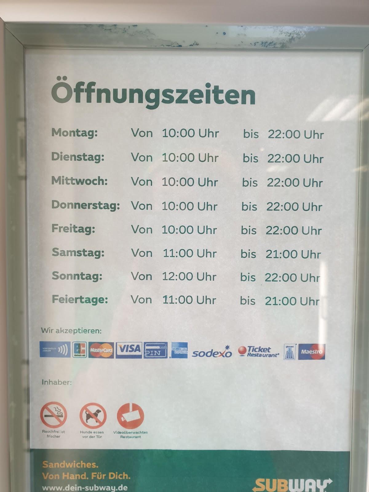 Menu at Subway restaurant, Delitzsch