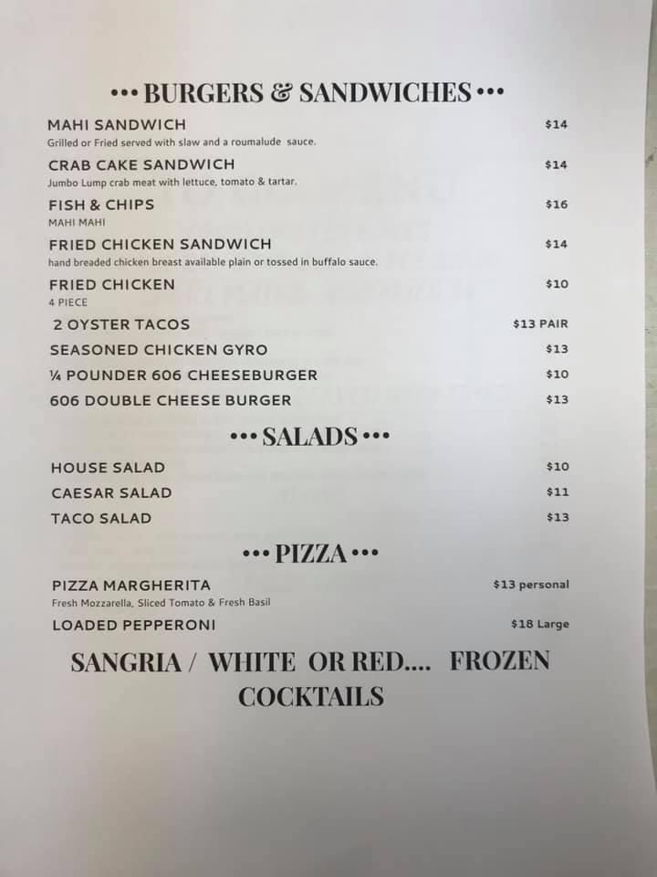 Menu at The 606 featuring Walkabout Creek and The Quays pub & bar ...