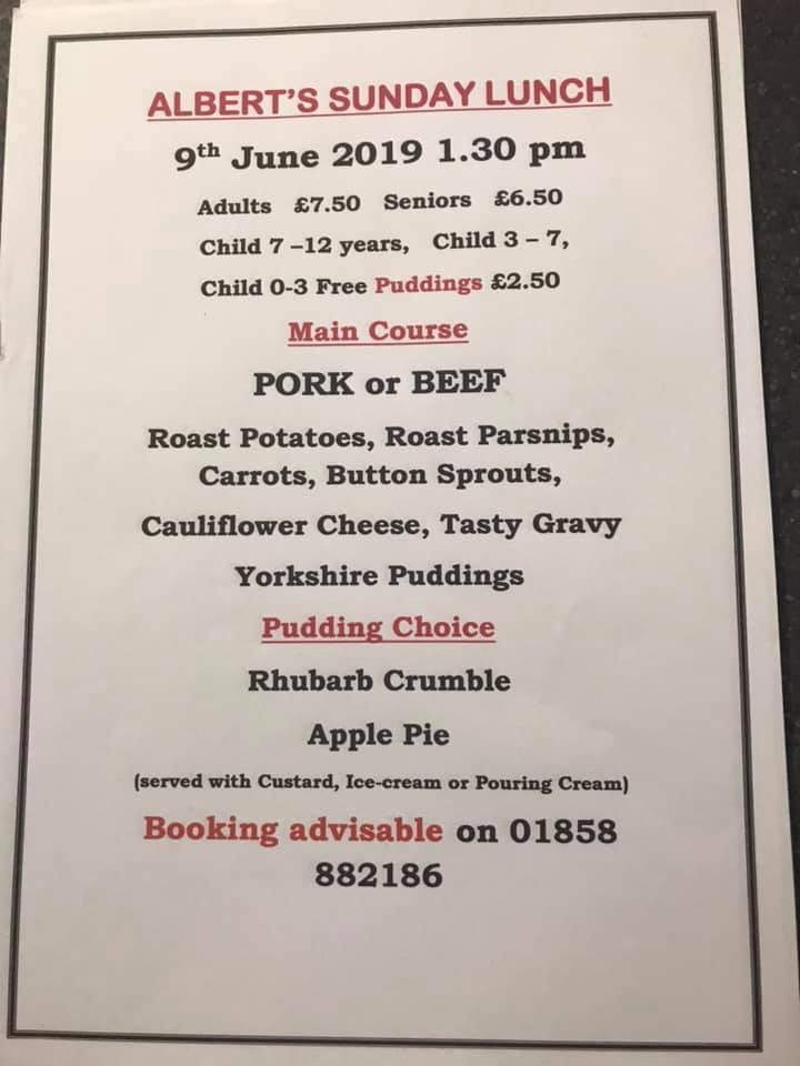 Menu at Alberts Cafe & Tea Room, North Kilworth
