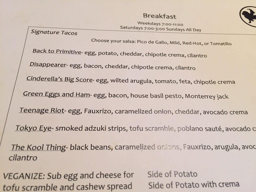 Menu at Chimera Cafe, Tulsa