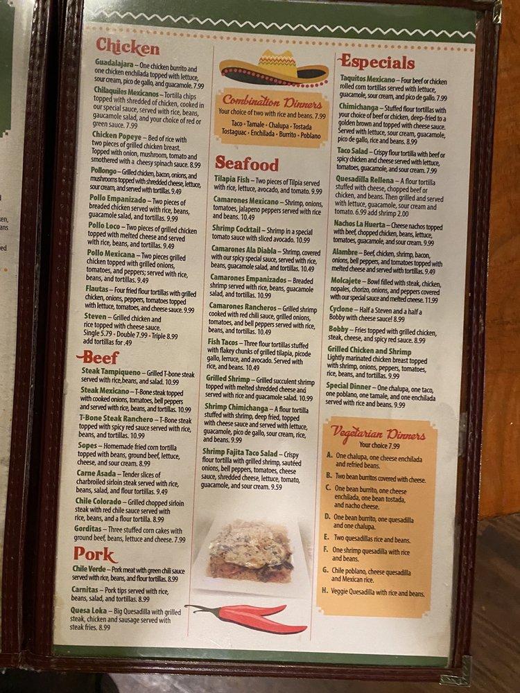 Menu at La Huerta Mexican Restaurant, Russellville, N Arkansas Ave