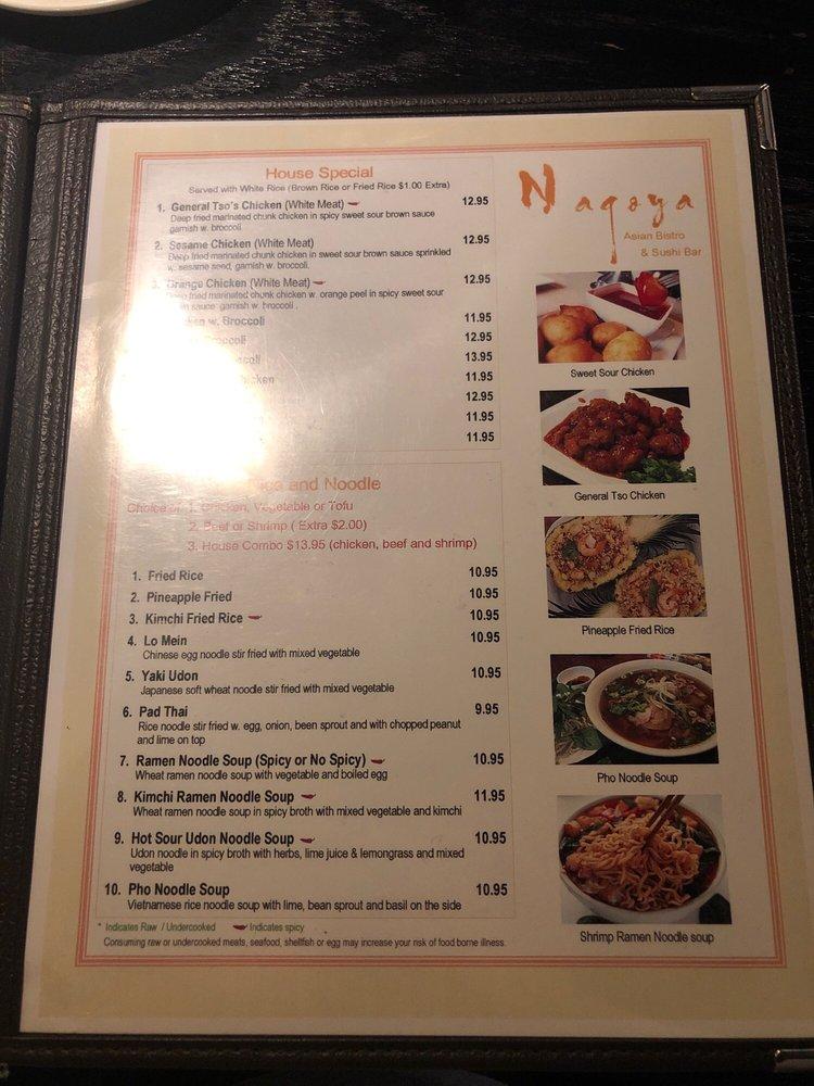 Menu at Nagoya Asian Bistro restaurant, Prince Frederick