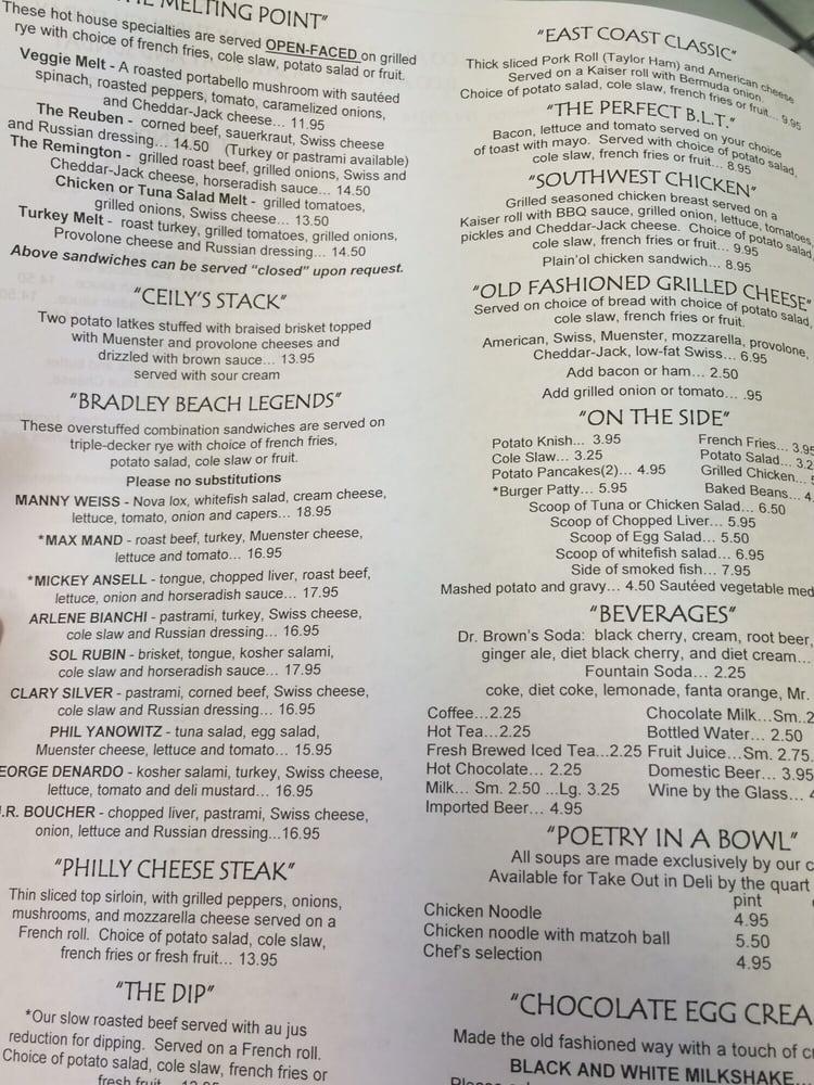 Menu at Weiss Deli restaurant, Henderson