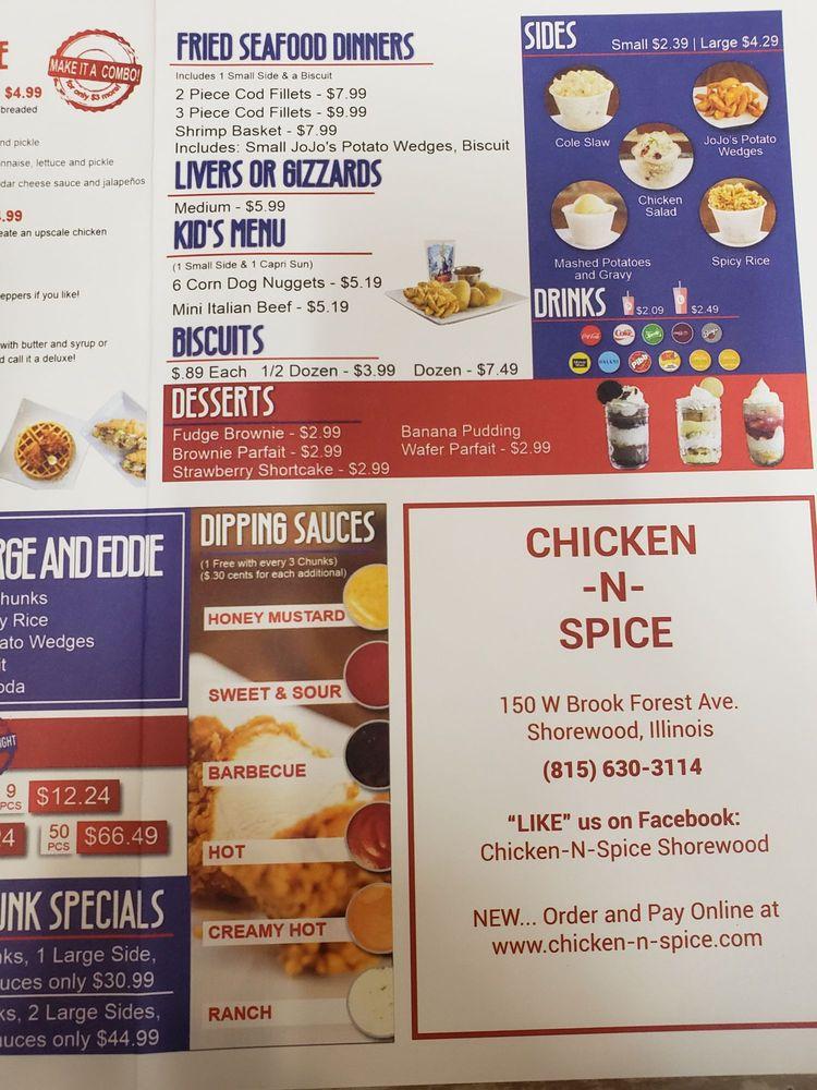 Menu at Chicken-N-Spice Shorewood desserts, Shorewood