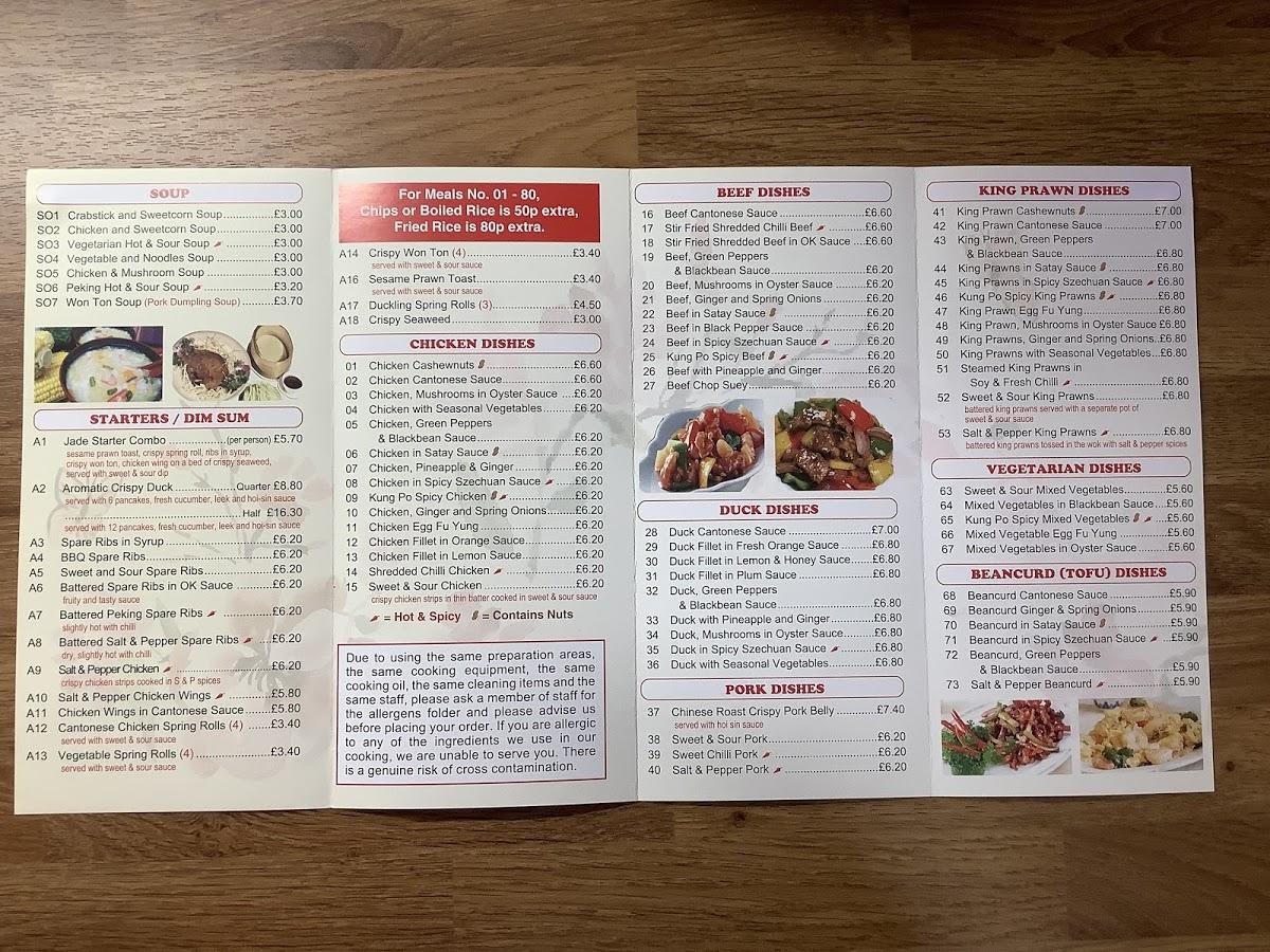 Menu at Jade 2 Chinese Takeaway fast food, Llanrwst