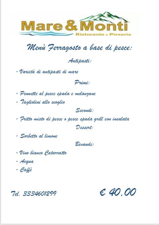 Menu at Ristorante Mare & Monti, Viggiù