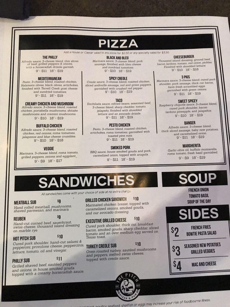 Menu at The Pitch Pizza & Pub, Springfield