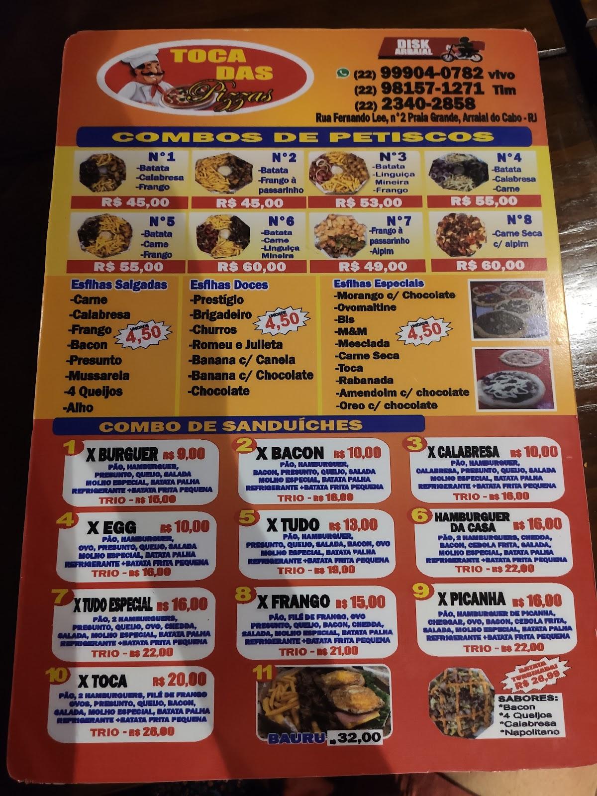 Menu at Toca das Pizzas - Arraial do Cabo restaurant, Arraial do Cabo